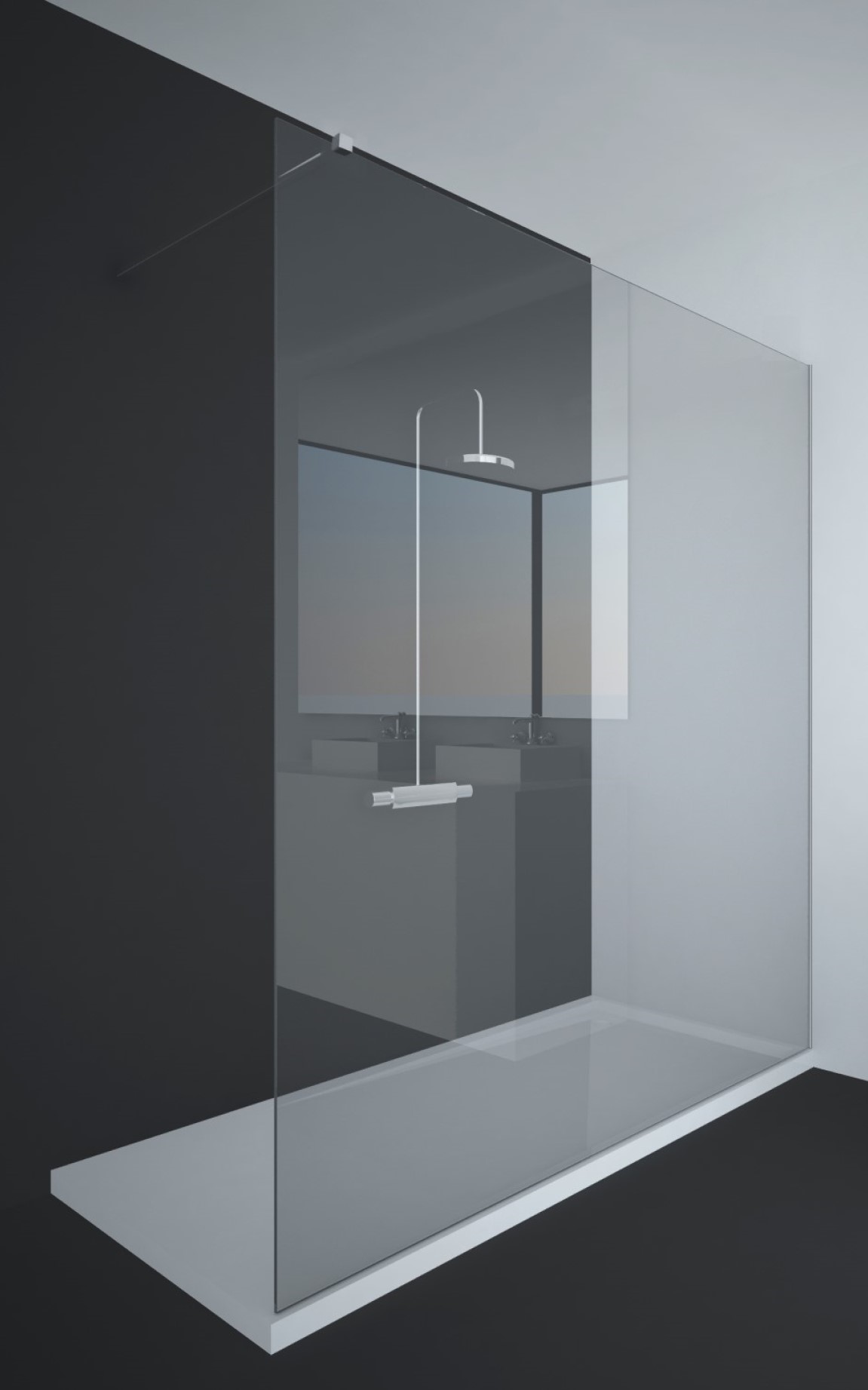 Wall Concept 210 Gris: Enkelvoudig vast paneel met grijs glas : Aquaconcept